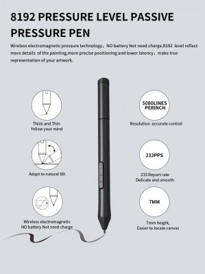 10moons 6 Inch Ultralight Graphic Tablet 8192 Levels Digital Drawing ...