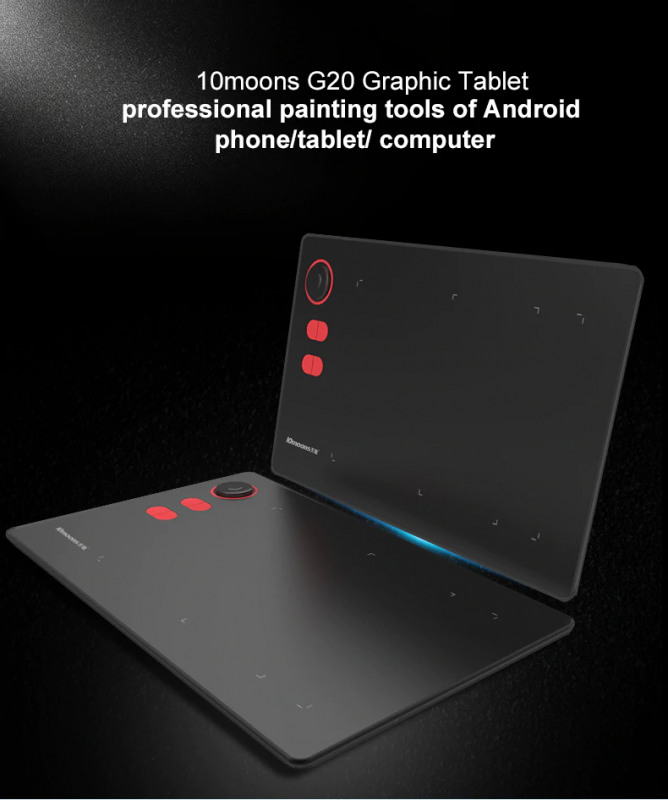 10moons G20 Graphic Drawing Tablet with roller key Large Active Area ...