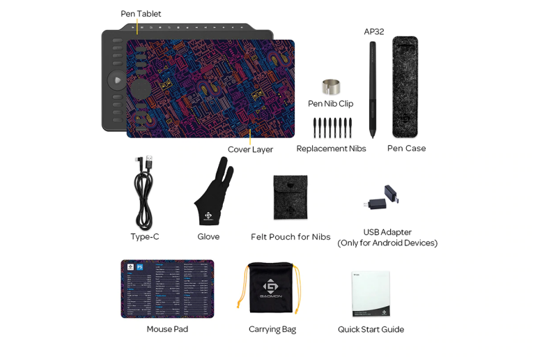 New addition GAOMON M1220 12 Inch Tilt Support Graphic Drawing Tablet ...