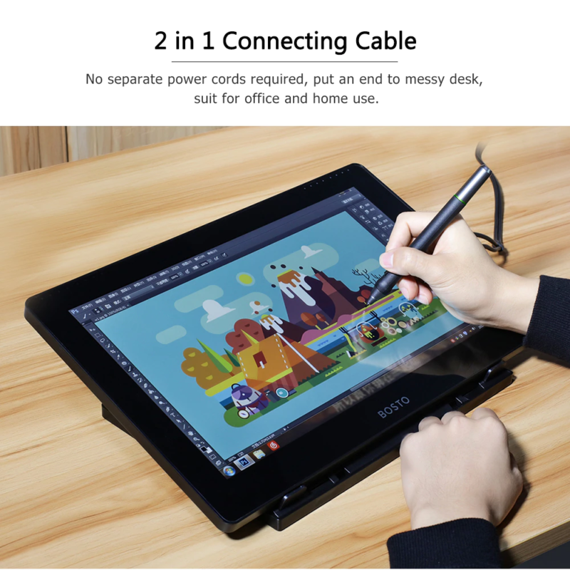 BOSTO BT-16HDT Portable 15.6Inch H-IPS LCD Graphics Drawing Tablet ...